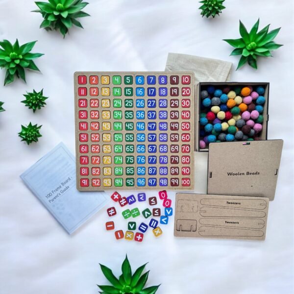 100 Frame With Numbers Tiles & Woolen Beads - winkslab