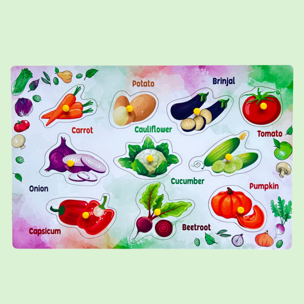 Fruits & Vegetables Peg Puzzle Combo - winkslab