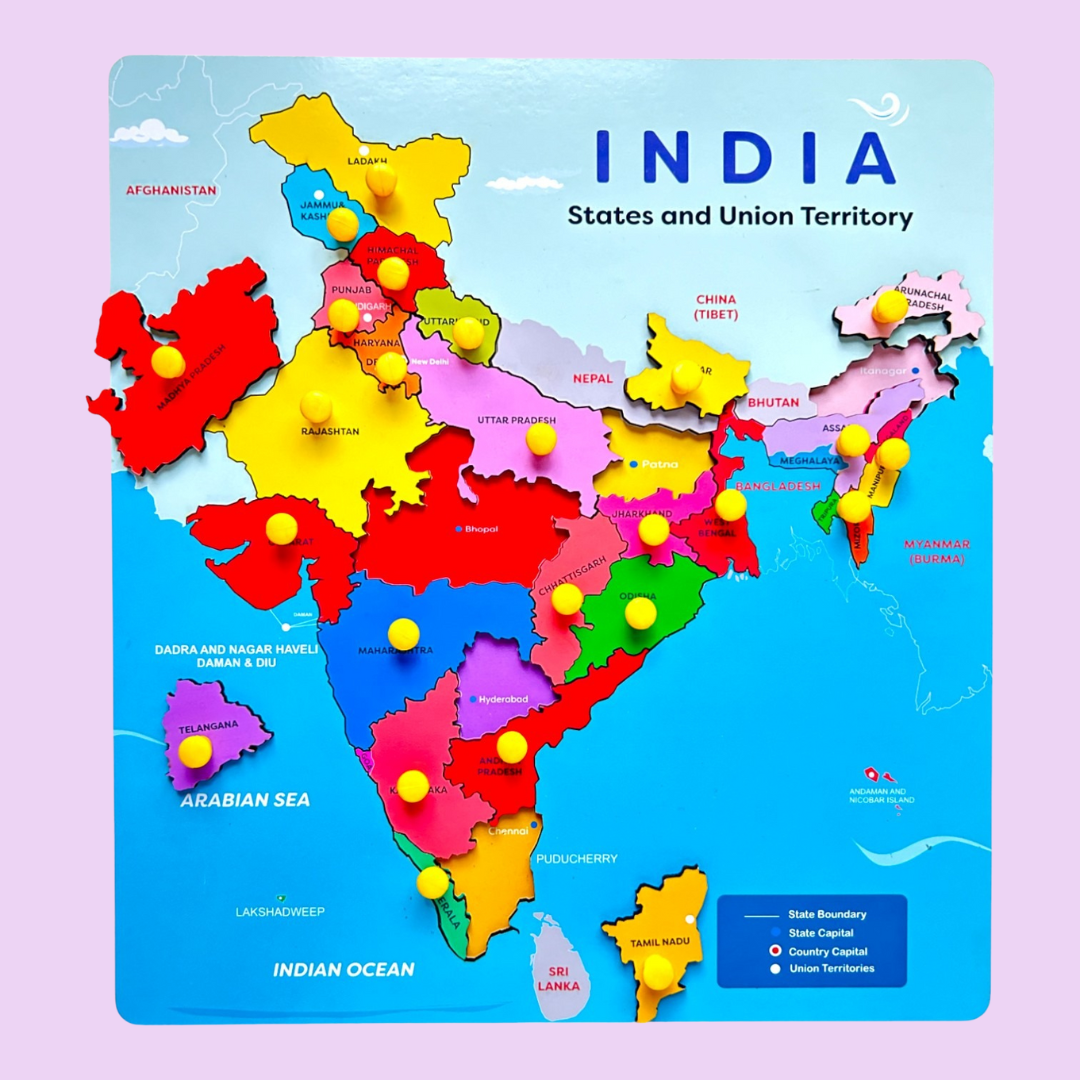 Indian Map Peg Puzzle – Interactive Geographical Learning - winkslab.in
